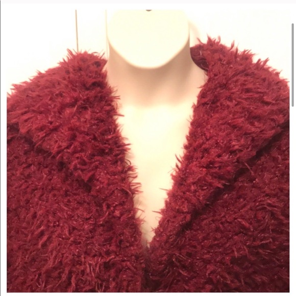 boutique brand | Jackets & Coats | Wine Red Faux Teddy Fur Jacket ...